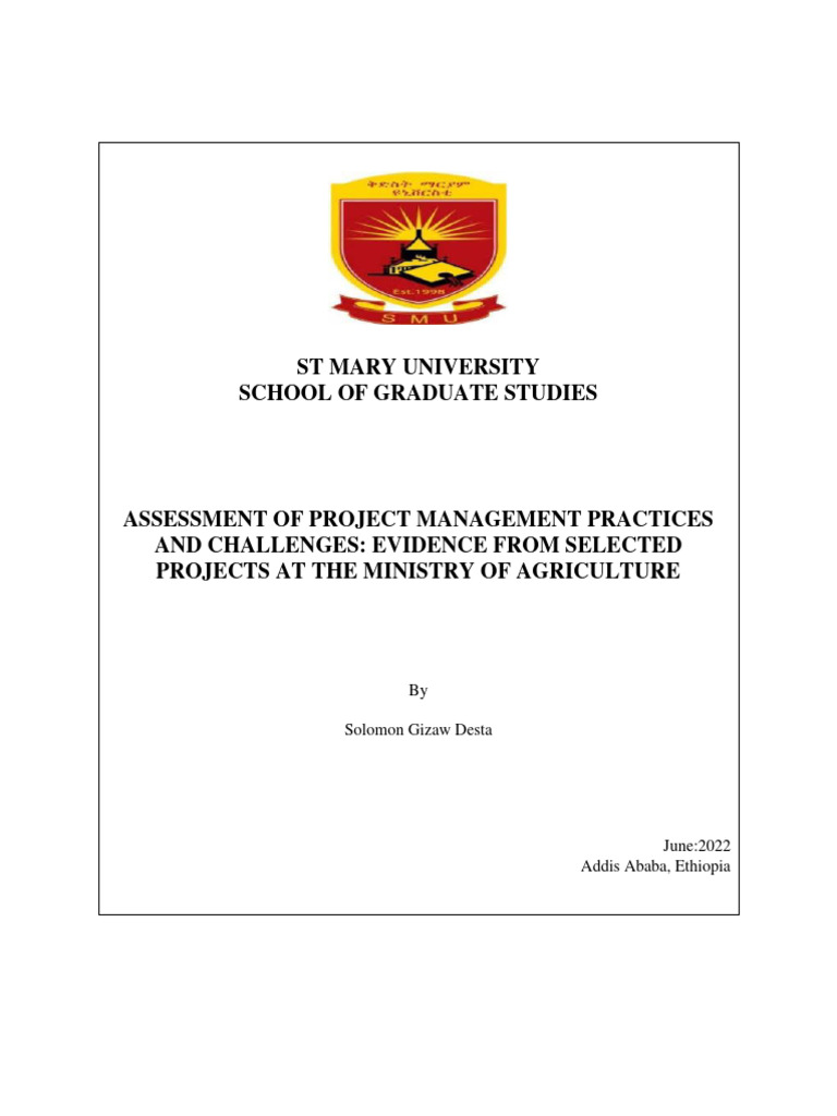 Solomon Gizaw Final Thesis PM PDF | PDF | Project Management | Risk ...