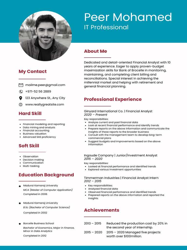 Blue Professional Modern CV Resume | PDF