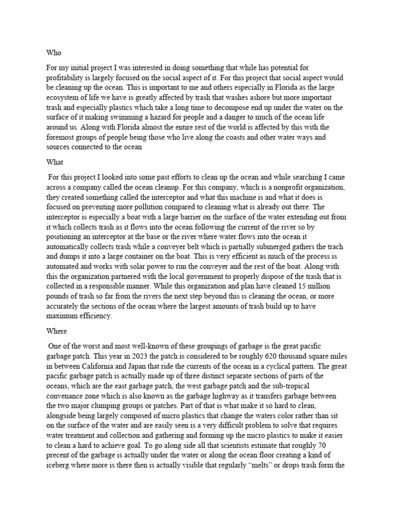 Malinowski Milestone 1 writing | PDF | Waste | Plastic