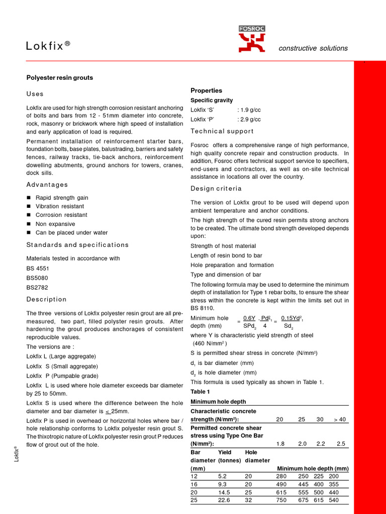 Lokfix | PDF | Strength Of Materials | Concrete