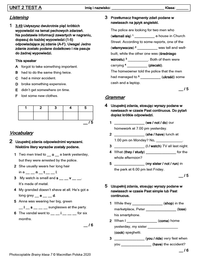 Brainy kl7 Unit Test 2 A | PDF