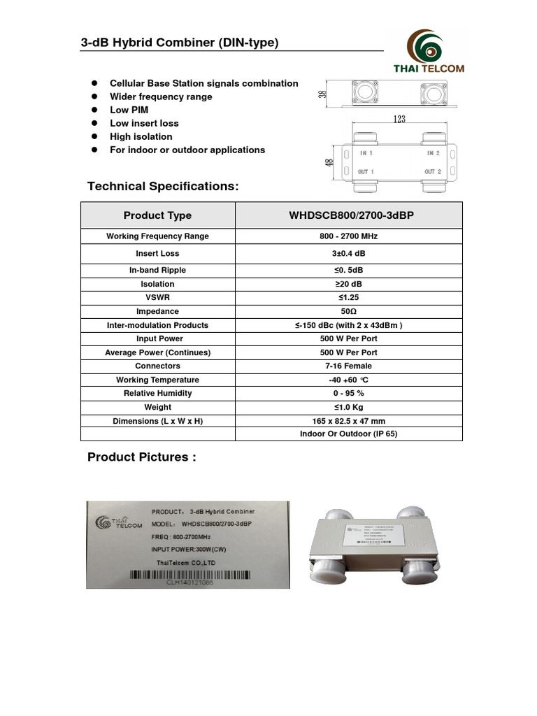 3-dB Hybrid Combiner (DIN-type) | PDF | Technology & Engineering
