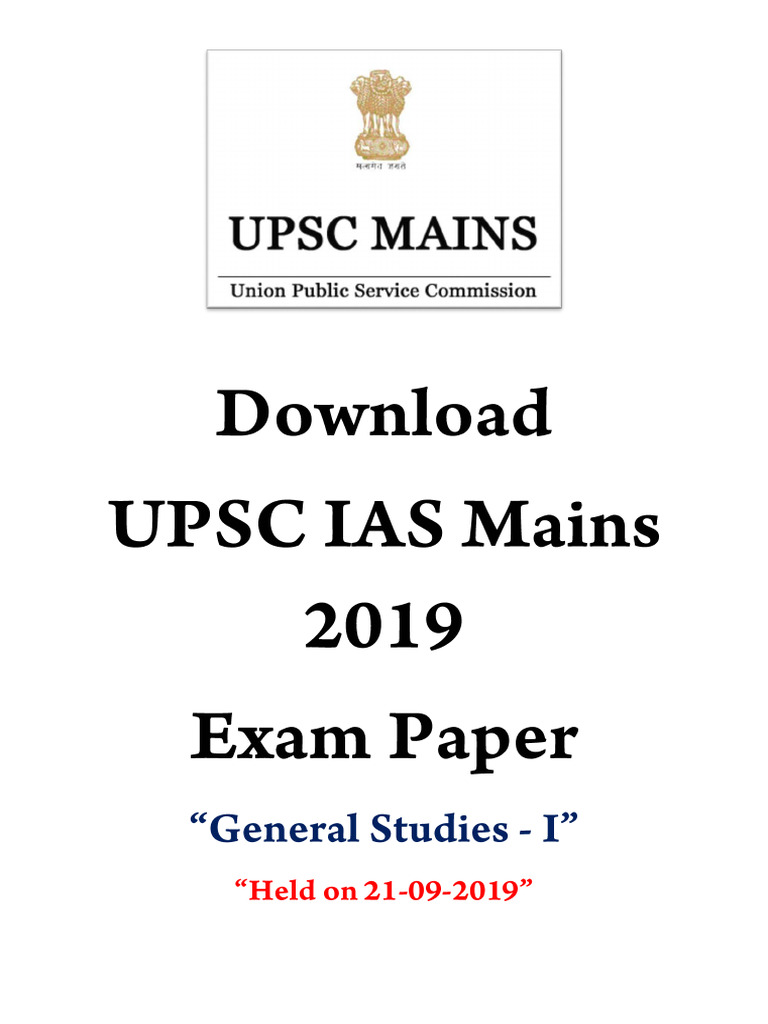 Upsc Mains Gs 1 2019 | PDF Upsc Mains Gs 1 2019 | PDF