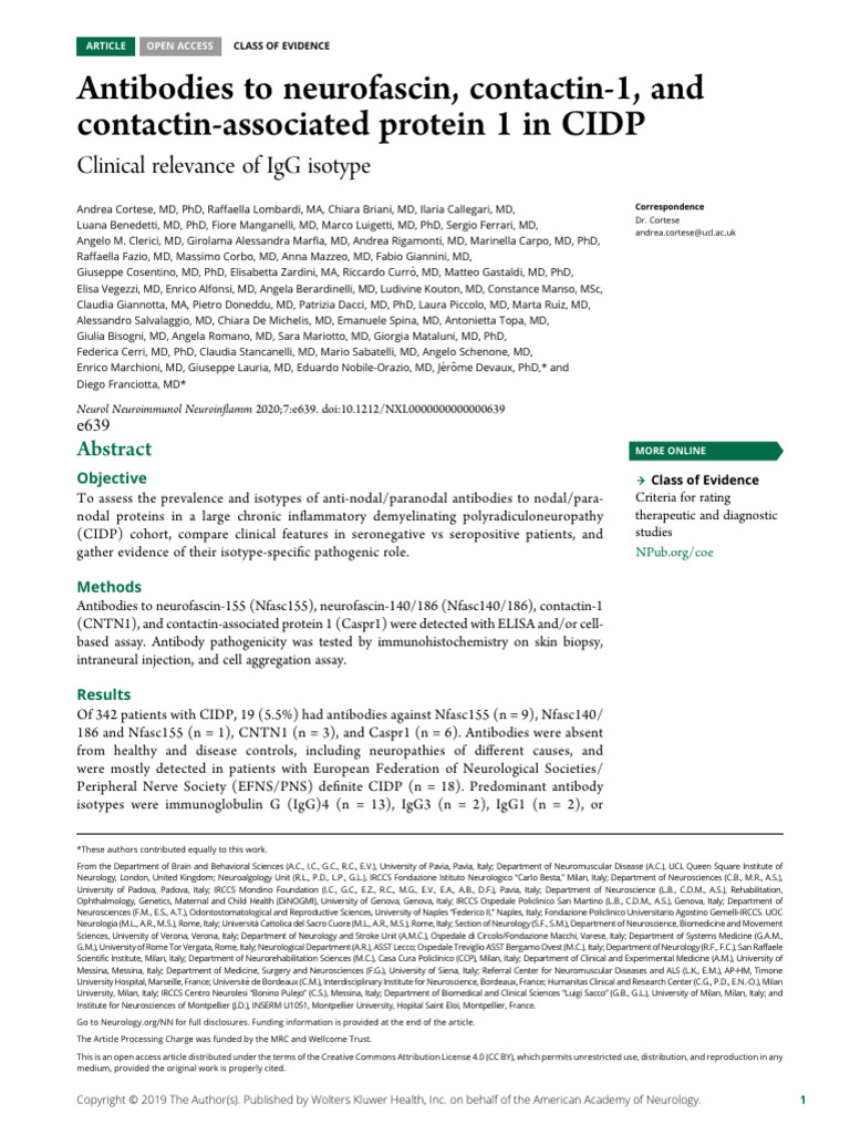 Antibodies To Neurofascin, Contactin-1, and Contactin-Associated ...