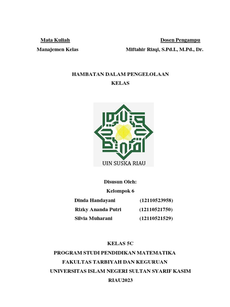 Manajemen Kelas | PDF | Karier & Perkembangan