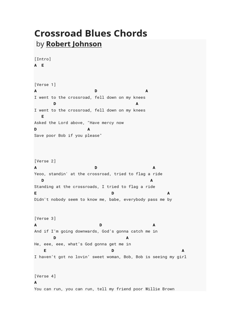 Crossroad Blues Chords | PDF