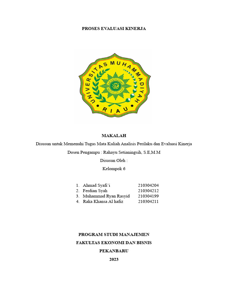 PROSES EVALUASI KINERJA Kel 6 MSDM | PDF