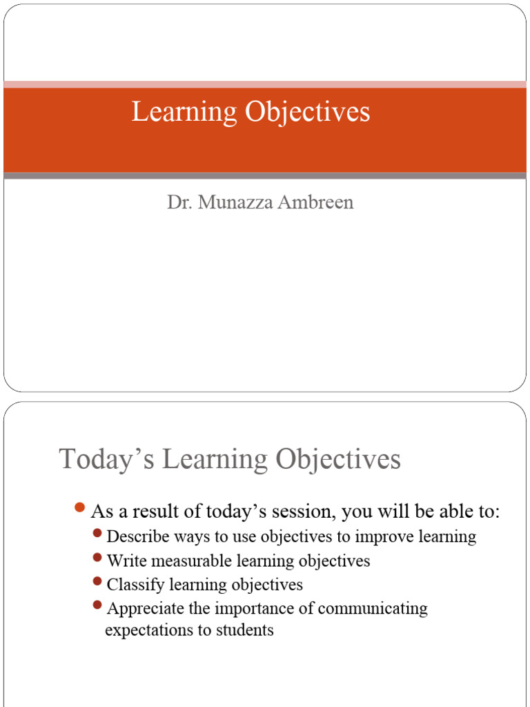 Learning Objectives | PDF | Learning | Matrix (Mathematics)