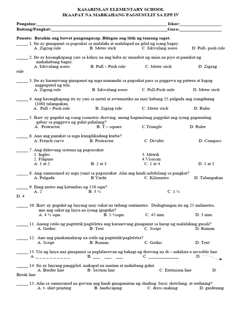 PT - Epp 4 - Q4 V1 | PDF