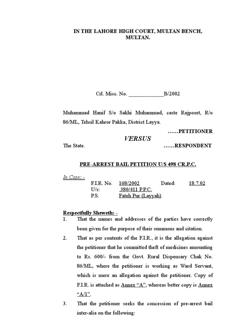 Muhammad Hanif Arrest) | PDF | Bail | Affidavit