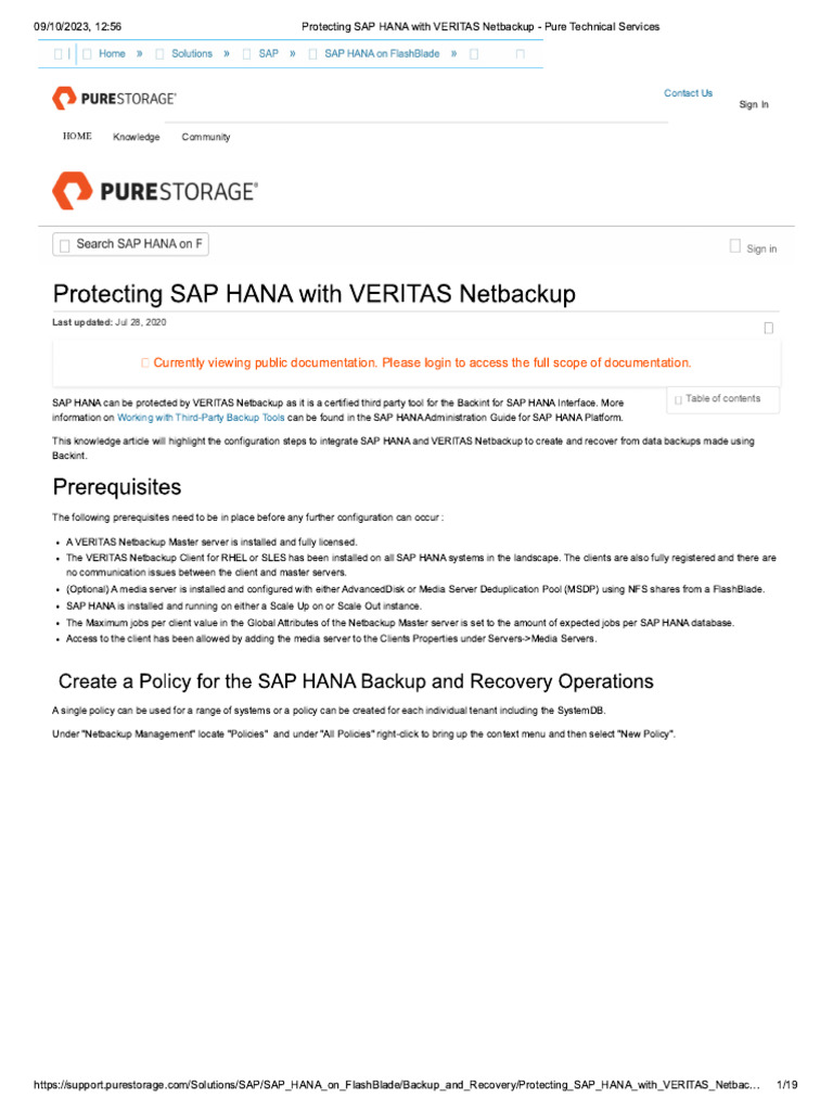 Protecting SAP HANA With VERITAS Netbackup - Pure Technical Services | PDF Protecting SAP HANA With VERITAS Netbackup - Pure Technical Services | PDF