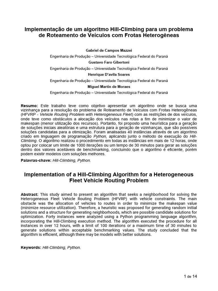Artigo Hill Climbing - PO2A | PDF | Algoritmos | Pesquisa operacional