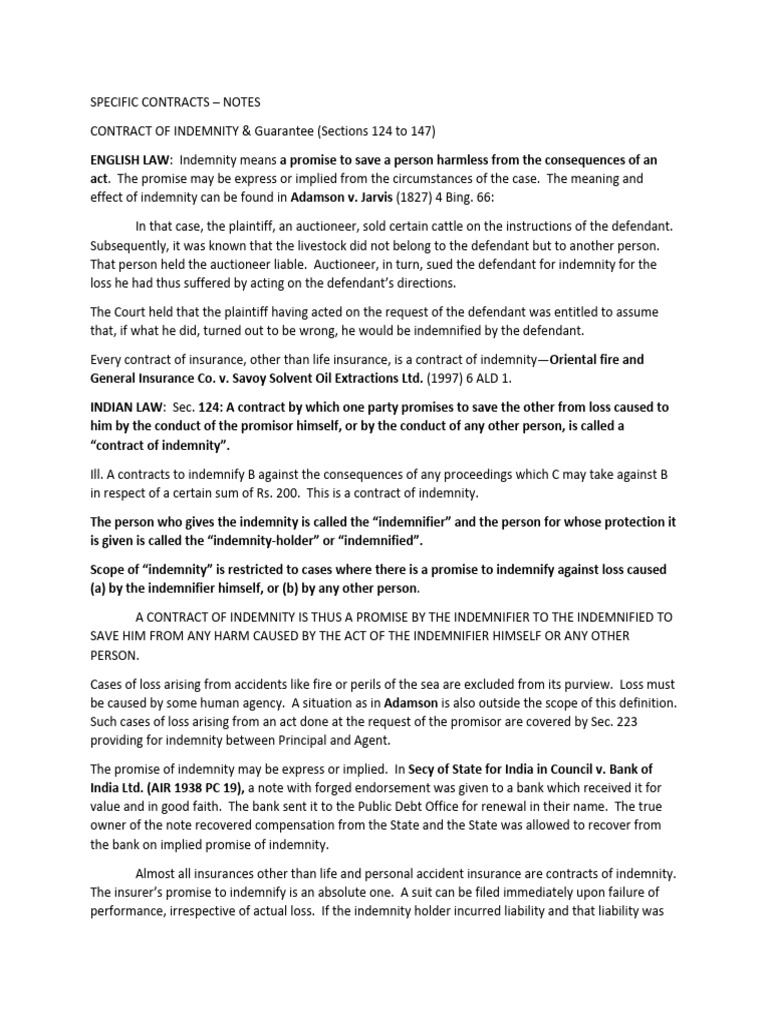 Specific Contract Full Notes - 231011 - 192140 | PDF | Guarantee ...