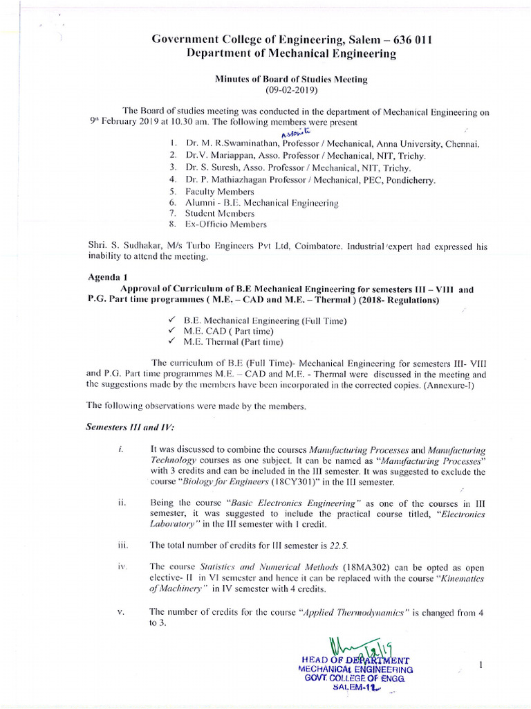 Bos - Mech Engg. | PDF