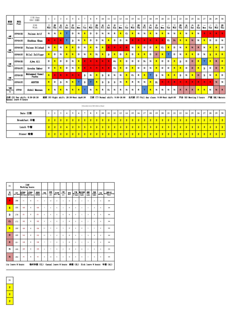 Syard (12) Dec Stpso班表work Schedule Updated | PDF