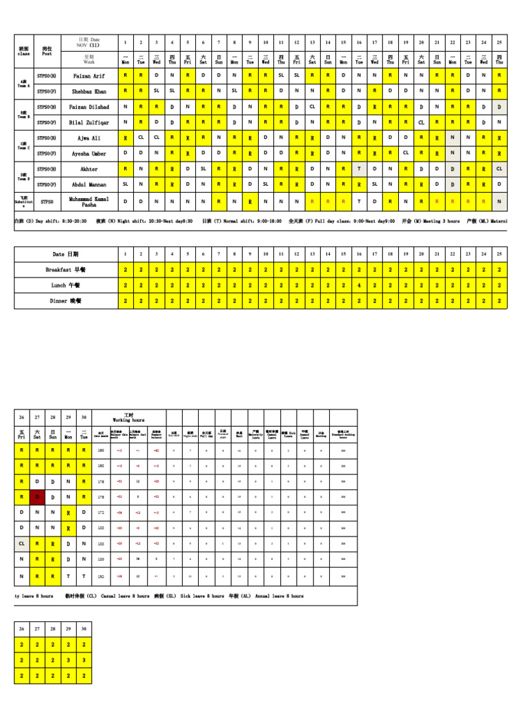 (11) NOV STPSO班表Work Schedule | PDF