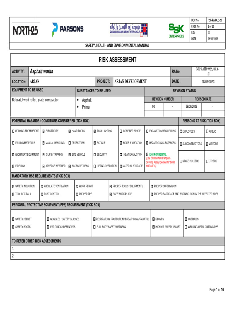 Asphalt Risk Assessment | PDF | Personal Protective Equipment | Risk