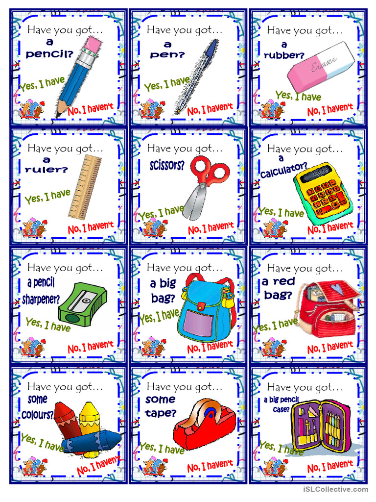 Go Fish With School Objects Cards | PDF