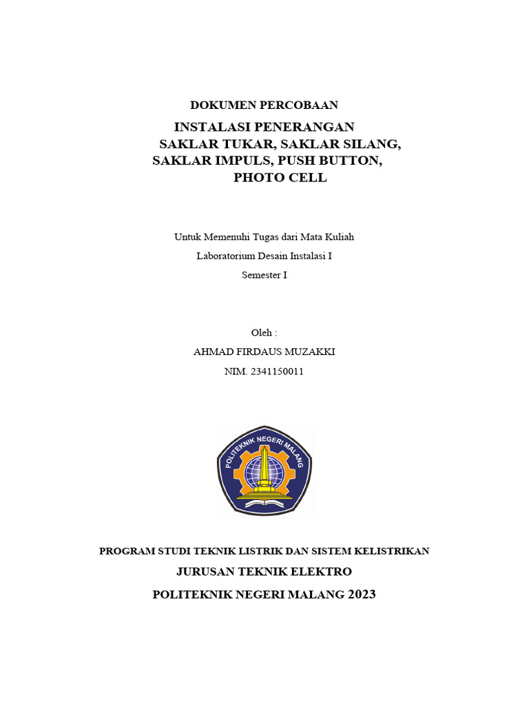 Contoh Dokumen Percobaan Tugas I | PDF