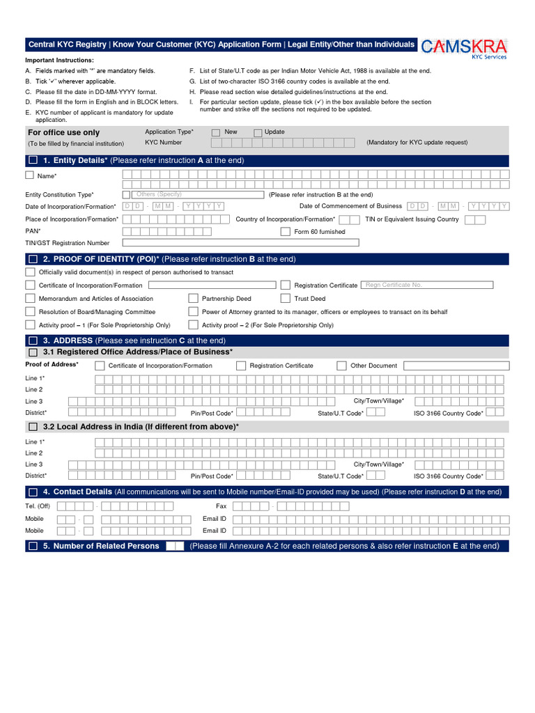 Kyc Application Form Non Individual Pdf