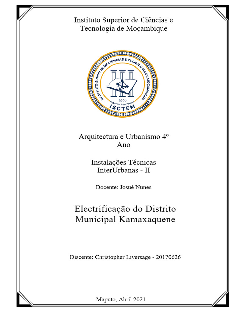 ITRI 2 - TRB 2 - Eletrificação de KaMaxaquene - Christopher Liversage | PDF