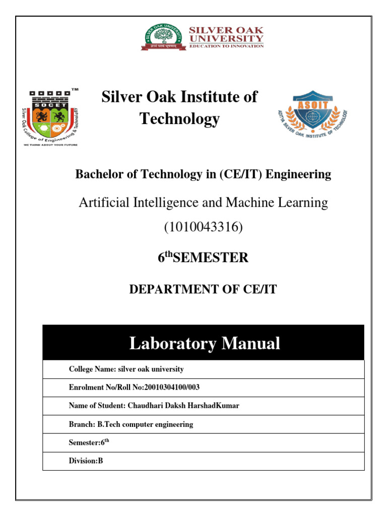 Artifical Intelligence and Machine Learning Lab Manual - Faculty Copy ...
