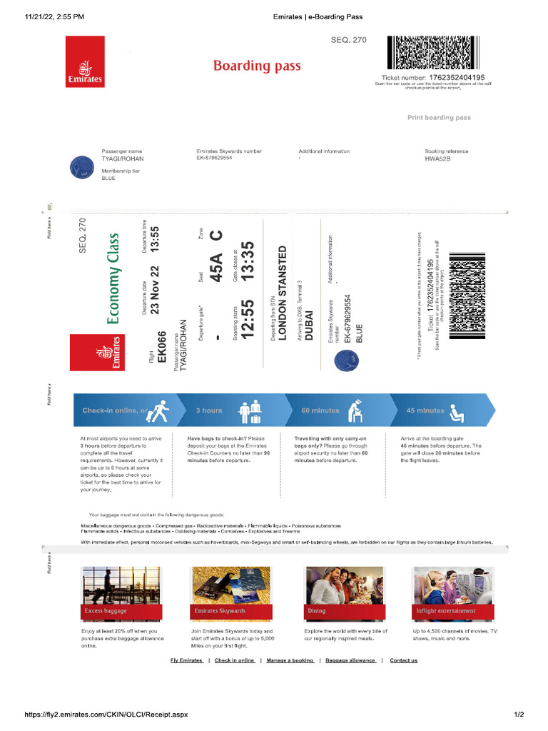 Emirates - E-Boarding Pass | PDF