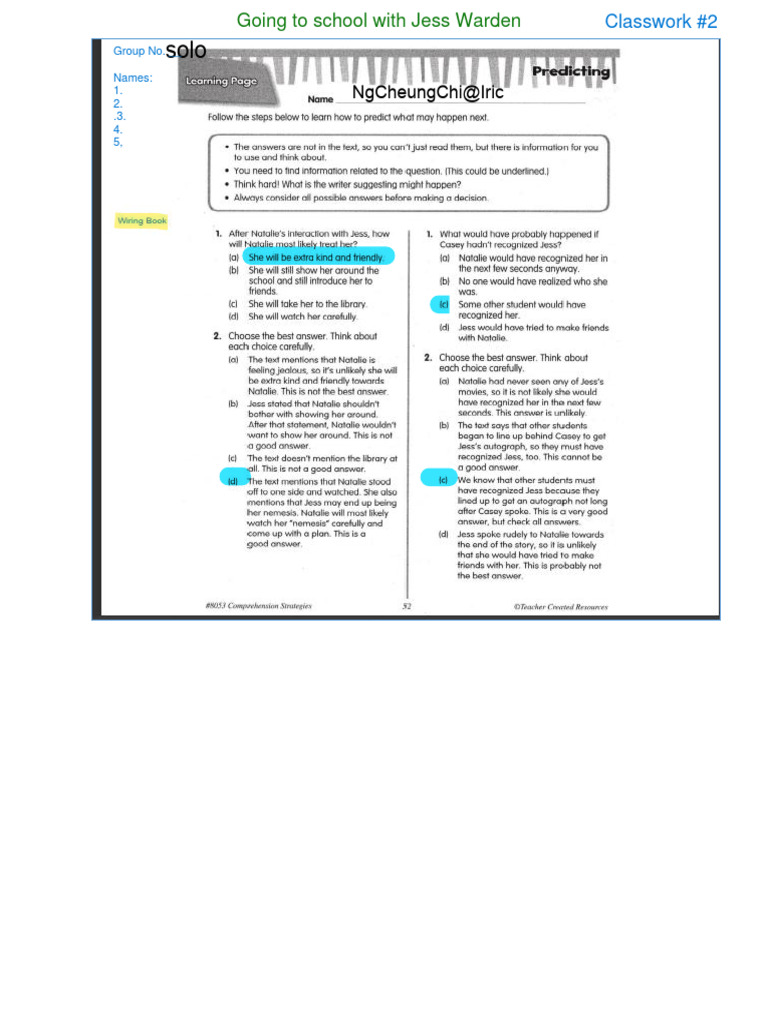 Activity-Going To School With Jess Warden | PDF | Language Arts ...