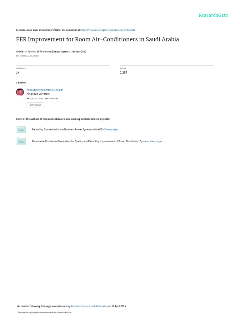 EER Saudi Arabia - ScientificResearch | PDF | Air Conditioning ...