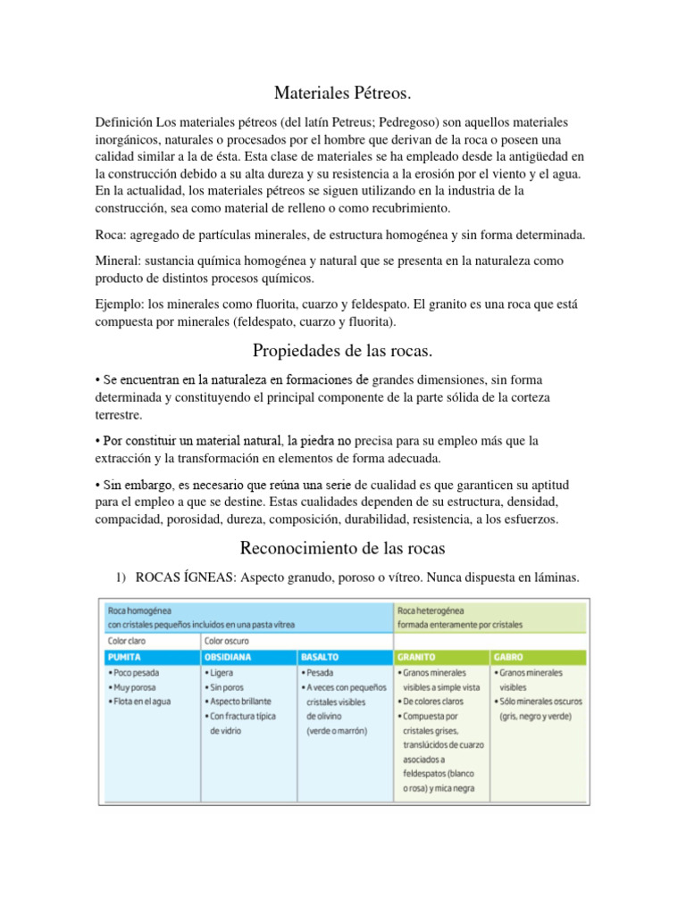 Materiales Pétreos | PDF | Roca ígnea | Roca (geología)