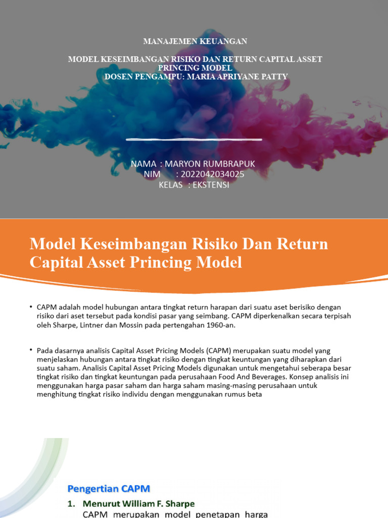 CAPM: Risiko & Return Saham | PDF | Pengelolaan Keuangan & Uang