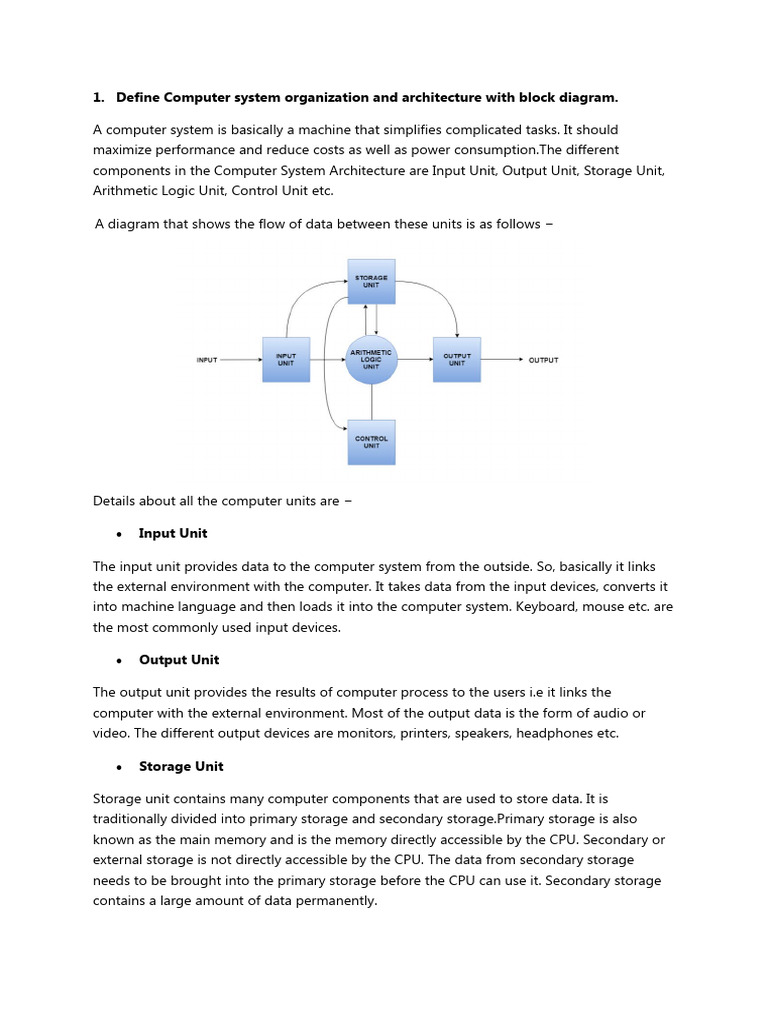 Organisation Of Comp Pdf Input Output Computer Data Storage