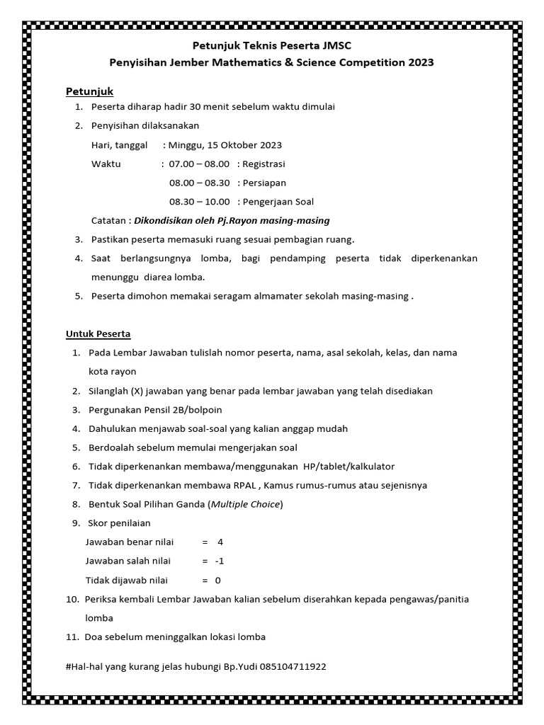 Petunjuk Peserta JMSC 2023 | PDF