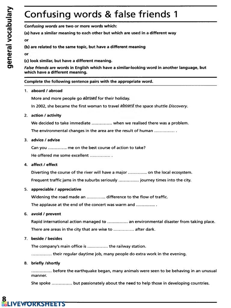 Confusing Words False Friends | PDF