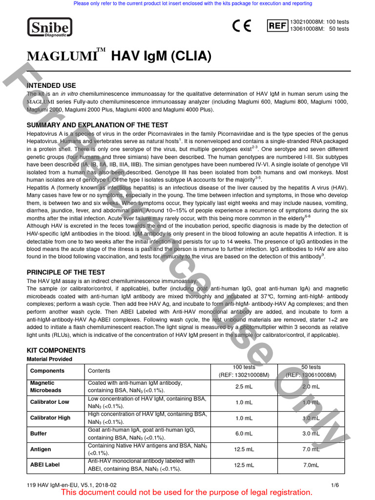 HAV IgM Test Kit Overview and Use | PDF | Health Sciences | Virology