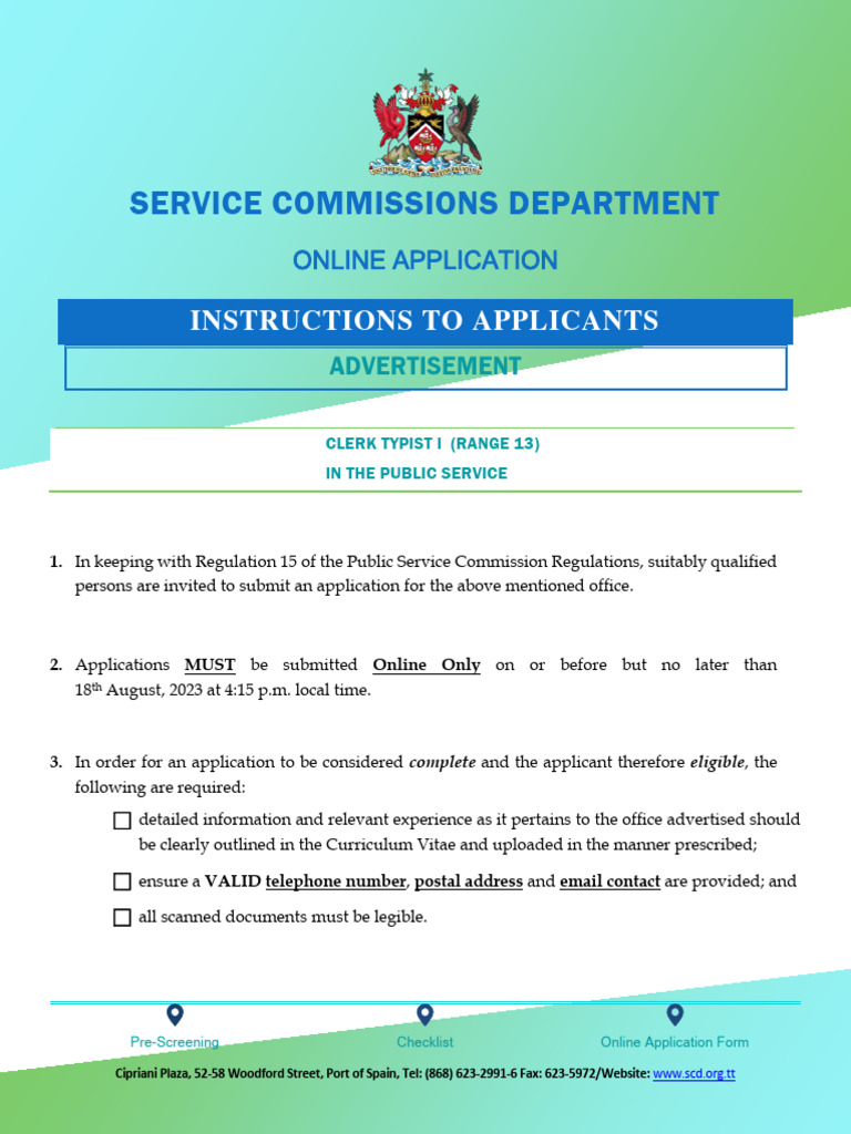 CLERK TYPIST I SCD Online Application Instructions 2023 | PDF