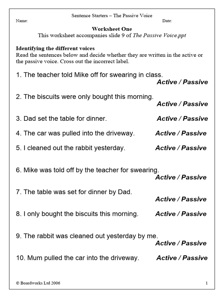 The Passive Voice Worksheets | PDF