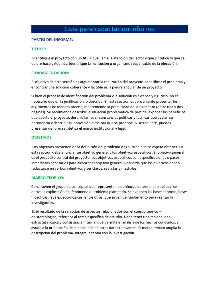 Guia para Redactar Un Informe | PDF | Bibliografía | Teoría