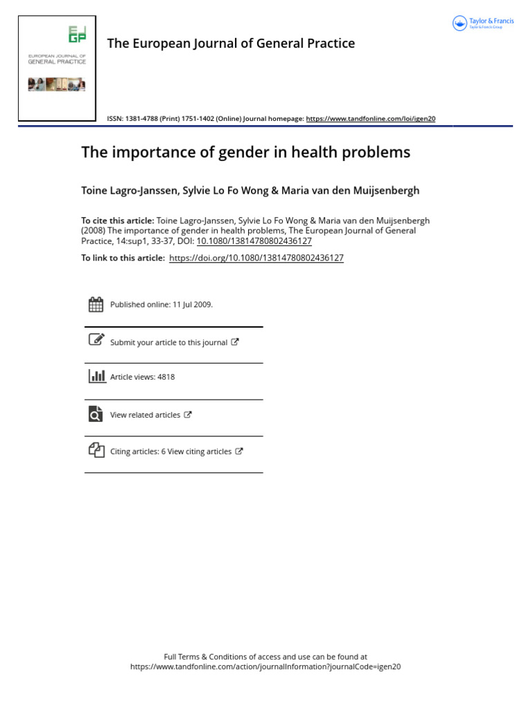 The Importance of Gender in Health Problems | PDF | Cardiovascular ...