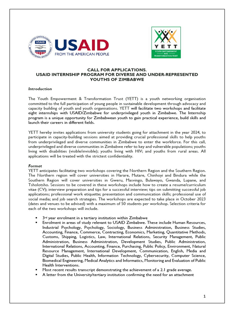 Internships Program Call For Applications - 16102023 | PDF