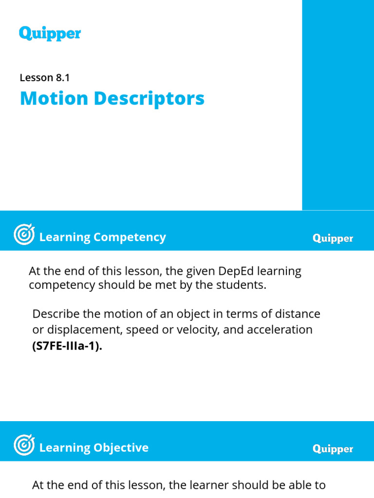 Motion Descriptors | PDF | Speed | Velocity