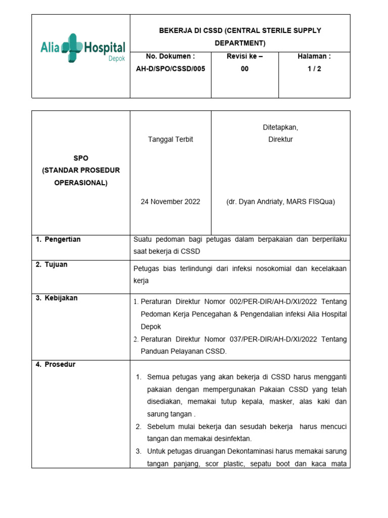 5. SPO Bekerja di CSSD | PDF