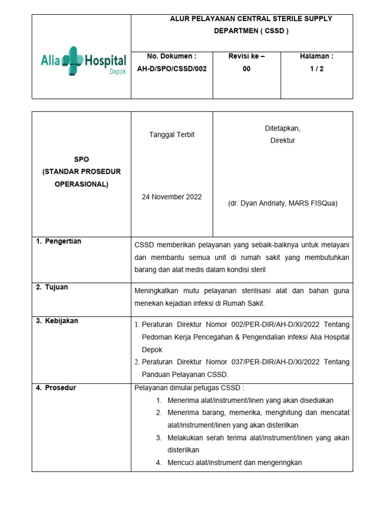 Spo Alur CSSD | PDF