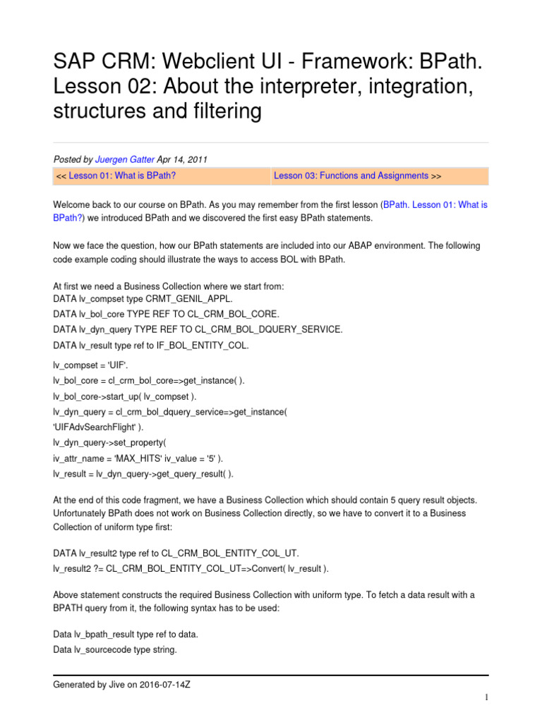 Bpath Lesson 02 About The Interpreter Integration Structures and Filtering | PDF | Parsing ...