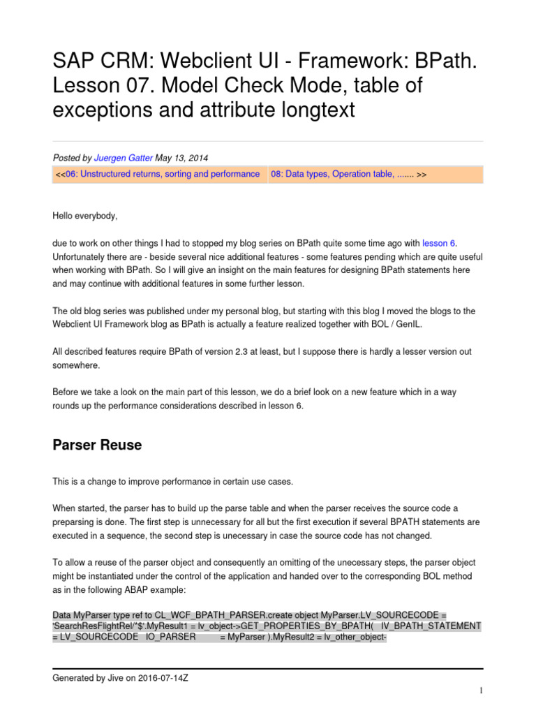 Bpath Lesson 07 Model Check Mode Table of Exceptions and Attribute Longtext | PDF