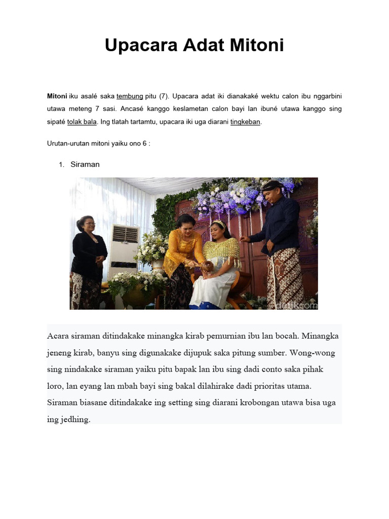 Upacara Adat Mitoni | PDF