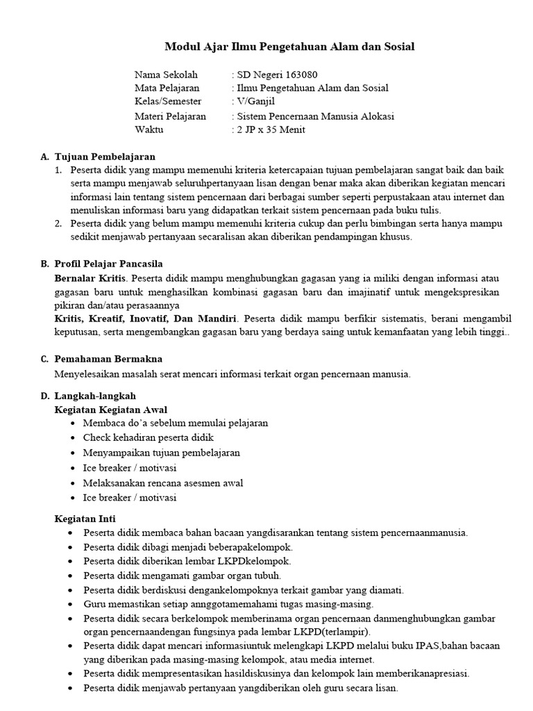 Modul Ajar Ipas Kelas 5 | PDF