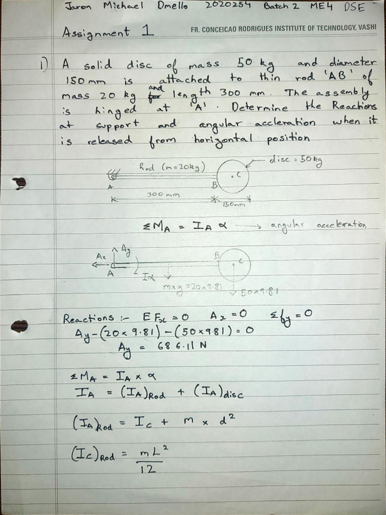 KOM - Assignment 1 - DSE 2020254 Jaron Dmello | PDF