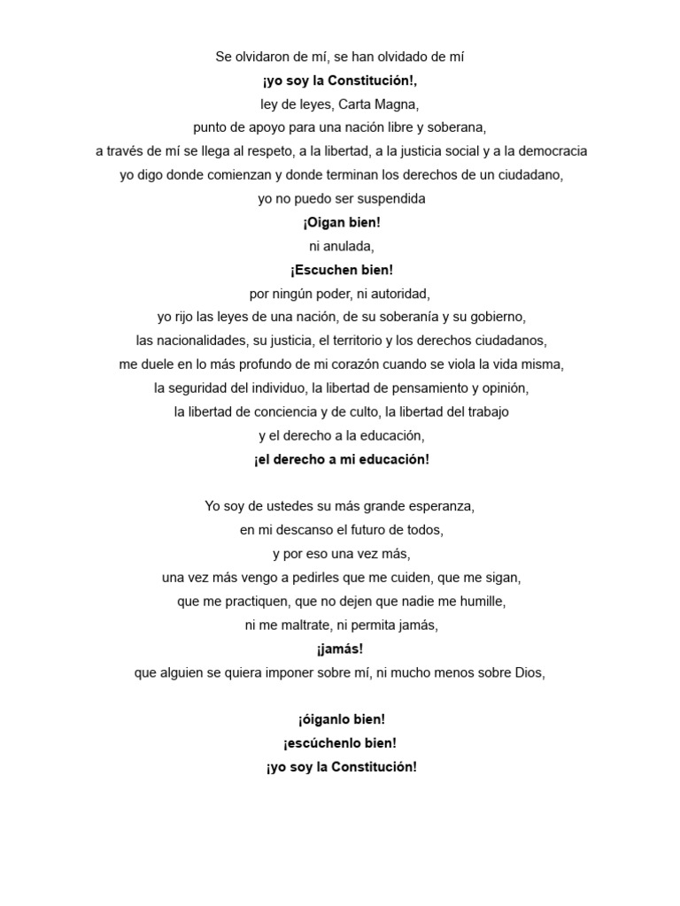 Yo soy la Constitución: un poema reivindicativo | PDF | Ciencias sociales