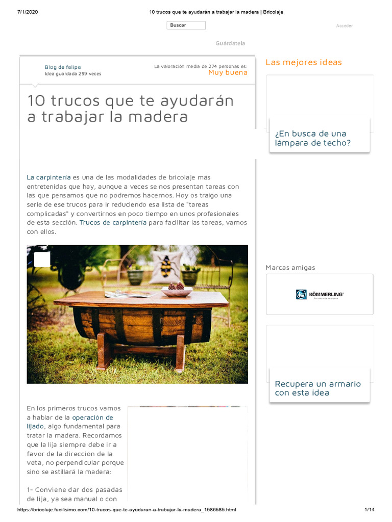 10 Trucos Que Te Ayudarán A Trabajar La Madera - Bricolaje | PDF